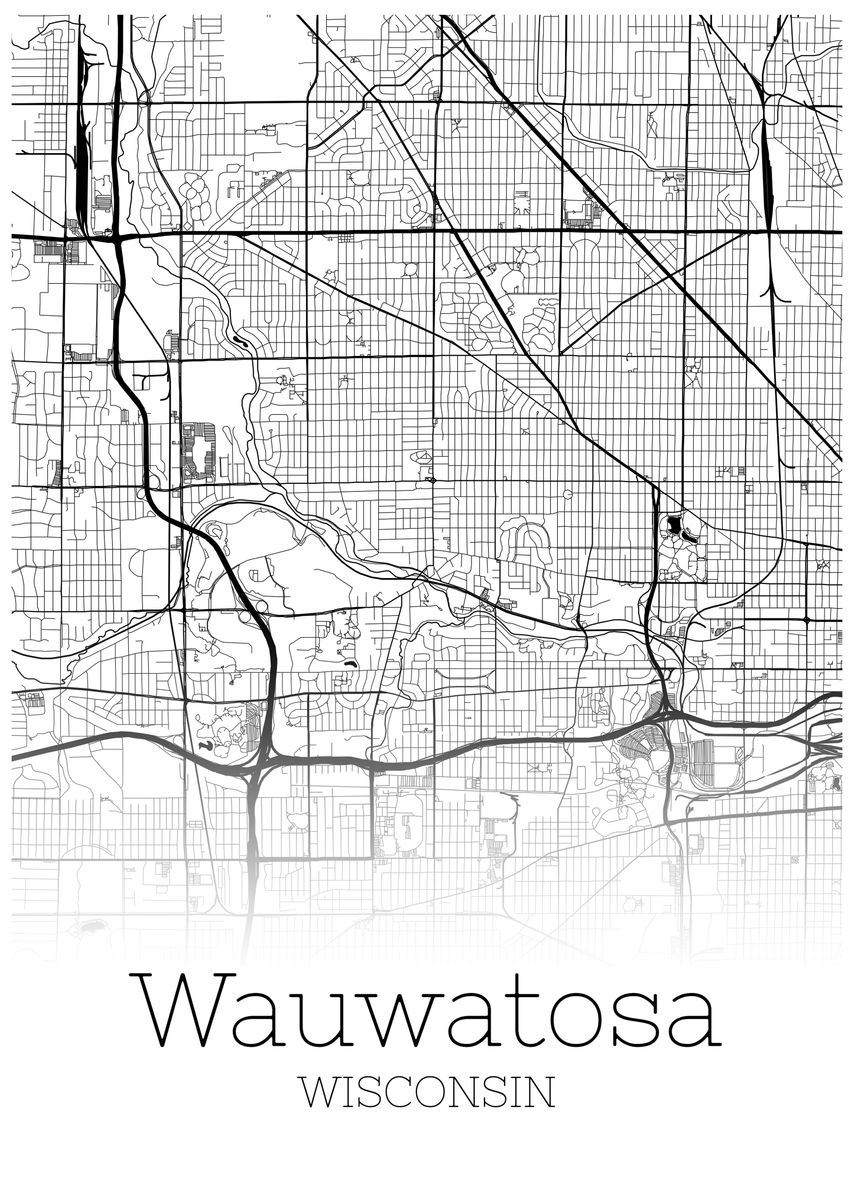 'Wauwatosa Wisconsin map' Poster by RelDesign | Displate