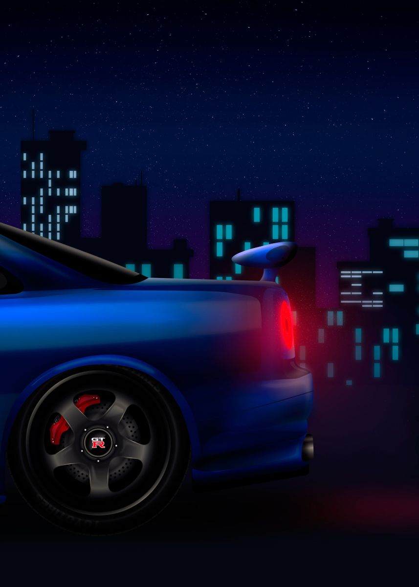 'SKYLINE GTR R34 N3' Poster, picture, metal print, paint by CHRLY DSIGN ...