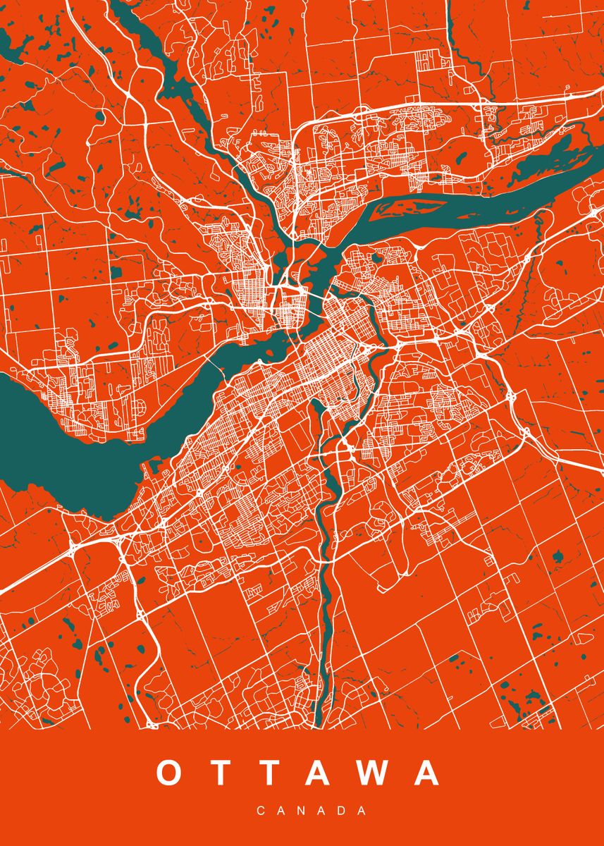 'OTTAWA Art Map Canada' Poster, picture, metal print, paint by ...