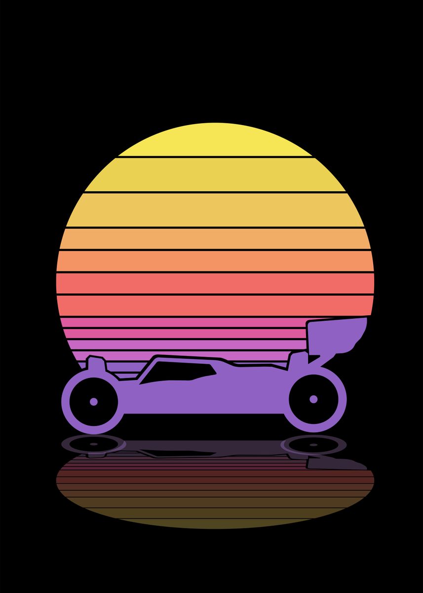 'vintage sunset rc car ' Poster, picture, metal print, paint by Guntah ...