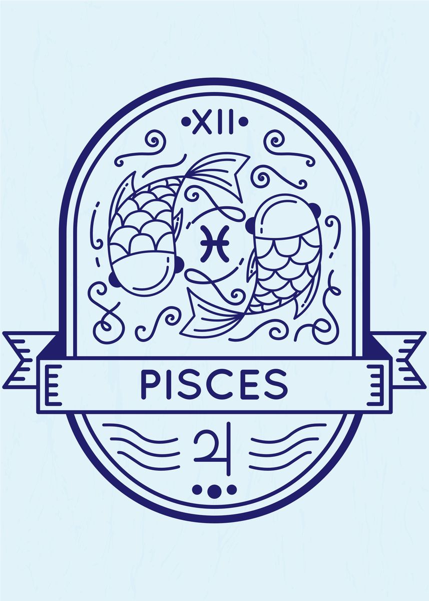 'ZODIAC WATER PISCES SIGN' Poster, picture, metal print, paint by ...