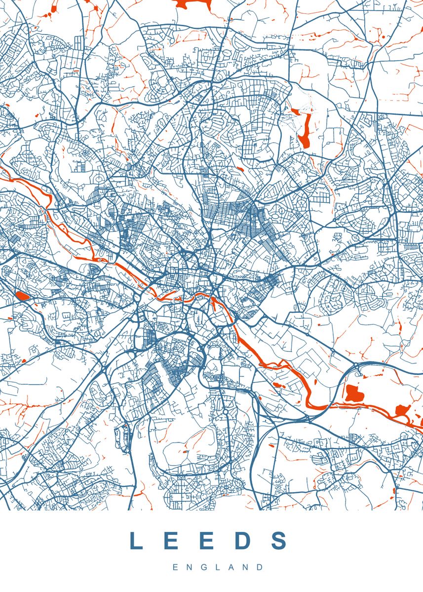 'LEEDS City Map England UK' Poster by UrbanMaps | Displate