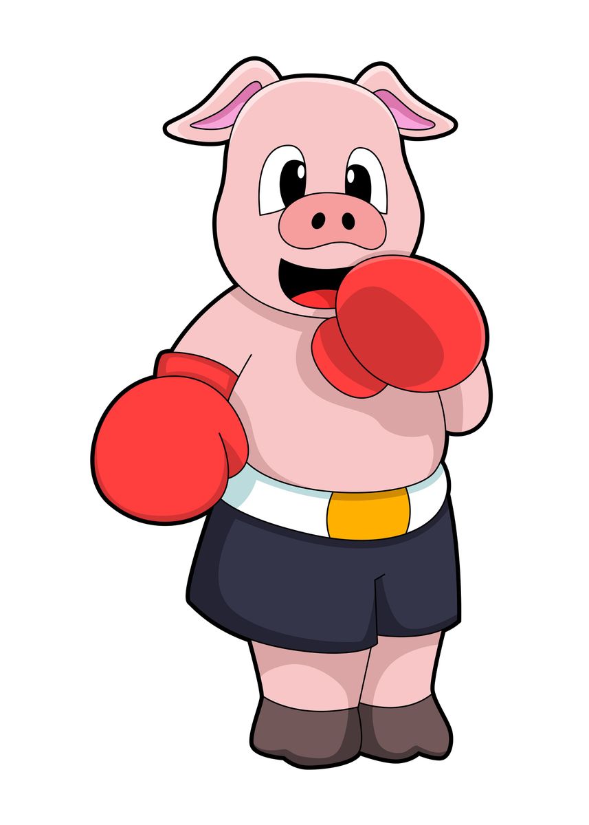 'Pig Boxing Sports' Poster, picture, metal print, paint by Markus ...