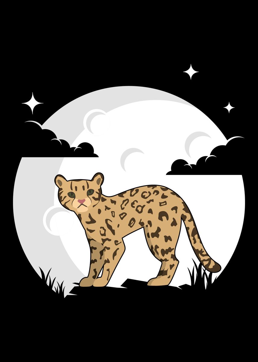 'Ocelot Moon Ocelot Wild Ca' Poster by Patrik | Displate