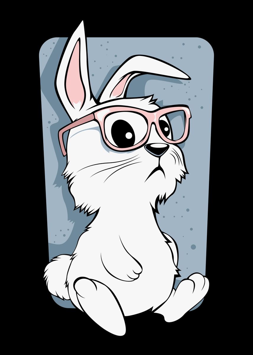 'Rabbit Bunny Hipster' Poster, picture, metal print, paint by SWAYSHIRT ...