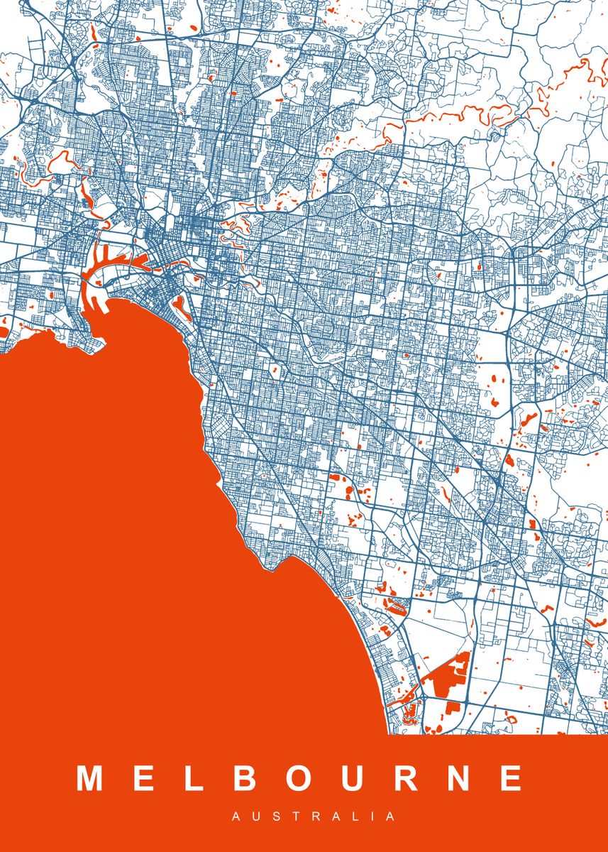'MELBOURNE City Map' Poster, picture, metal print, paint by UrbanMaps ...