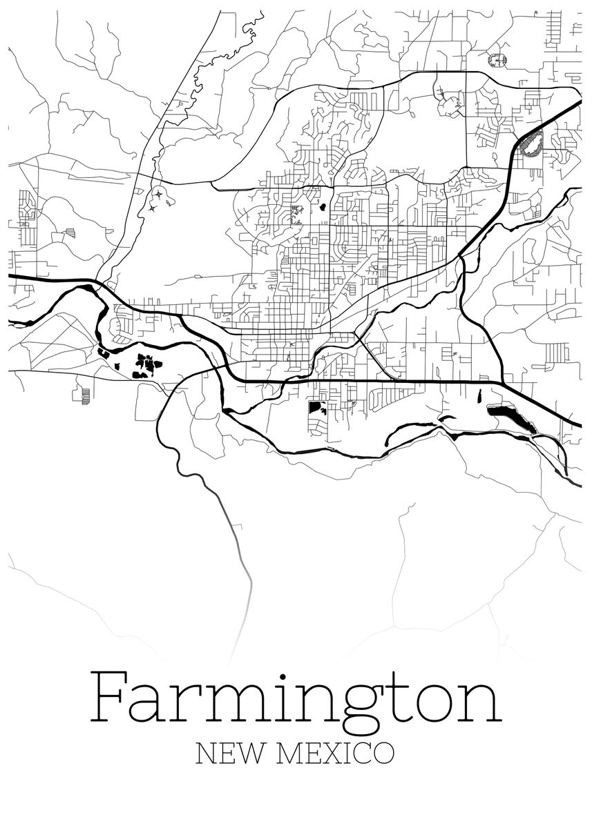 'Farmington New Mexico map' Poster, picture, metal print, paint by ...