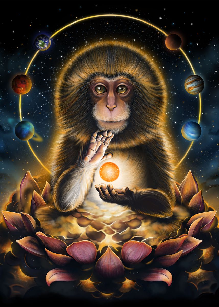 'Enlightenment of Monkey' Poster, picture, metal print, paint by Jeff | Displate