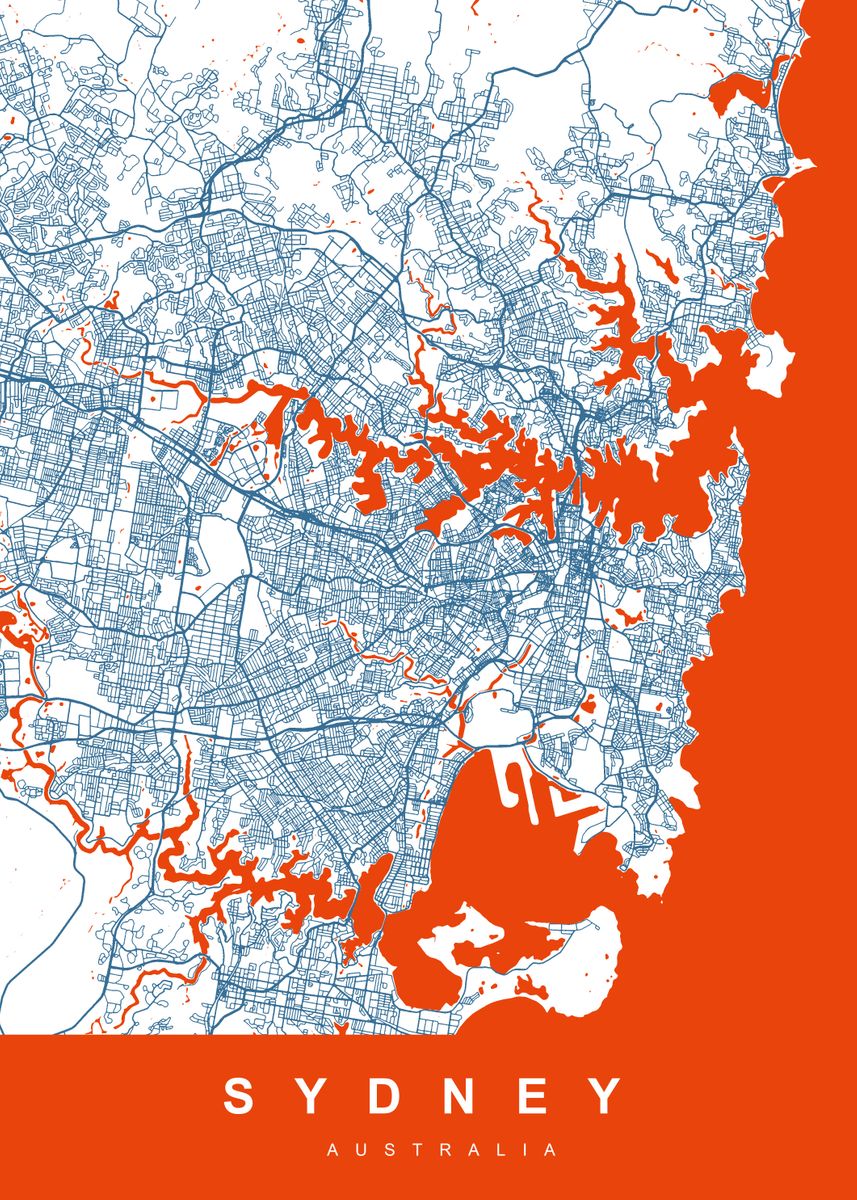 'SYDNEY City Map Australia' Poster, picture, metal print, paint by ...