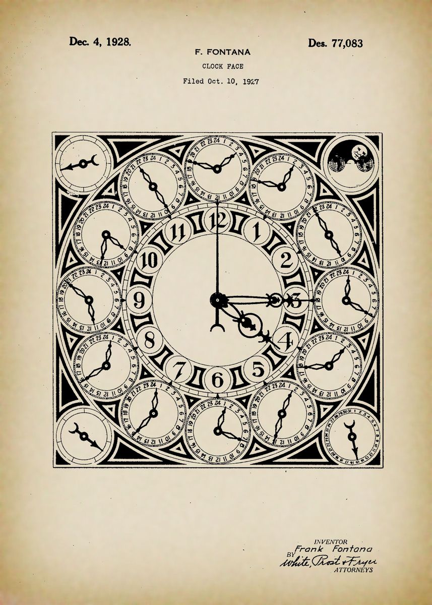 'Patent Clock' Poster by Sam Kal | Displate