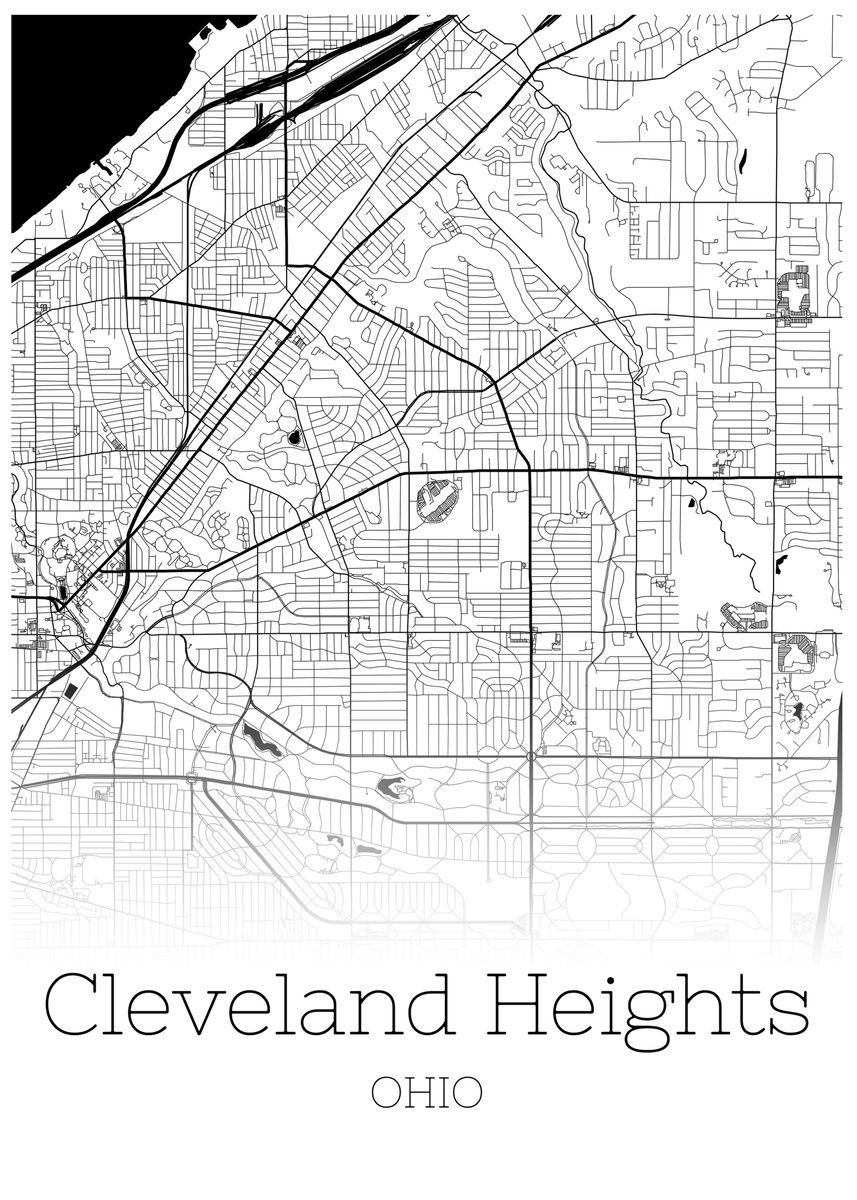 'Cleveland Heighta Ohio map' Poster, picture, metal print, paint by ...