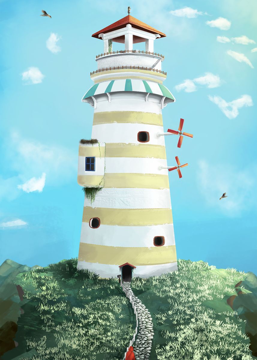 'Fantasy Lighthouse' Poster, picture, metal print, paint by Arda ...