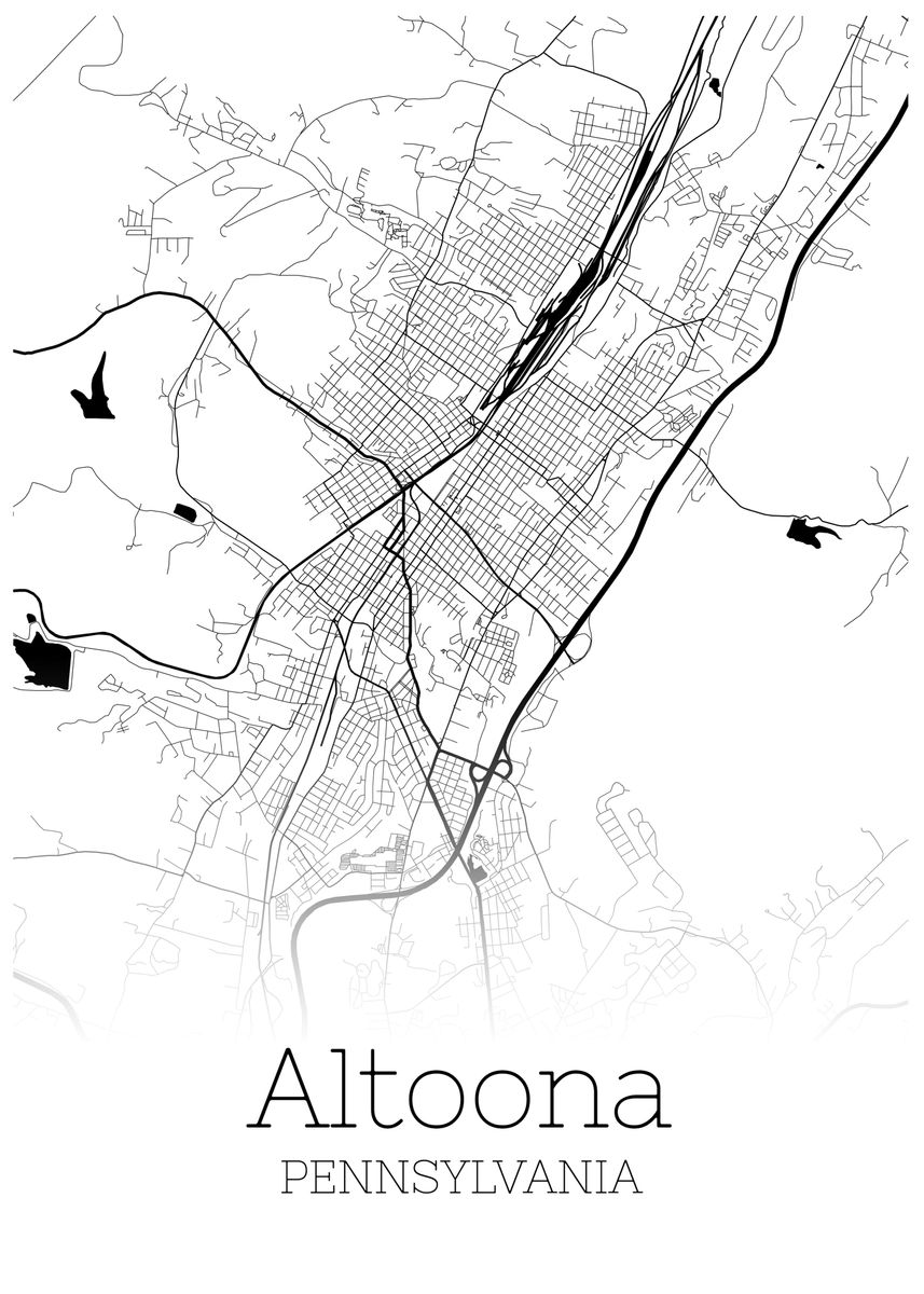 'Altoona Pennsylvania map' Poster, picture, metal print, paint by ...
