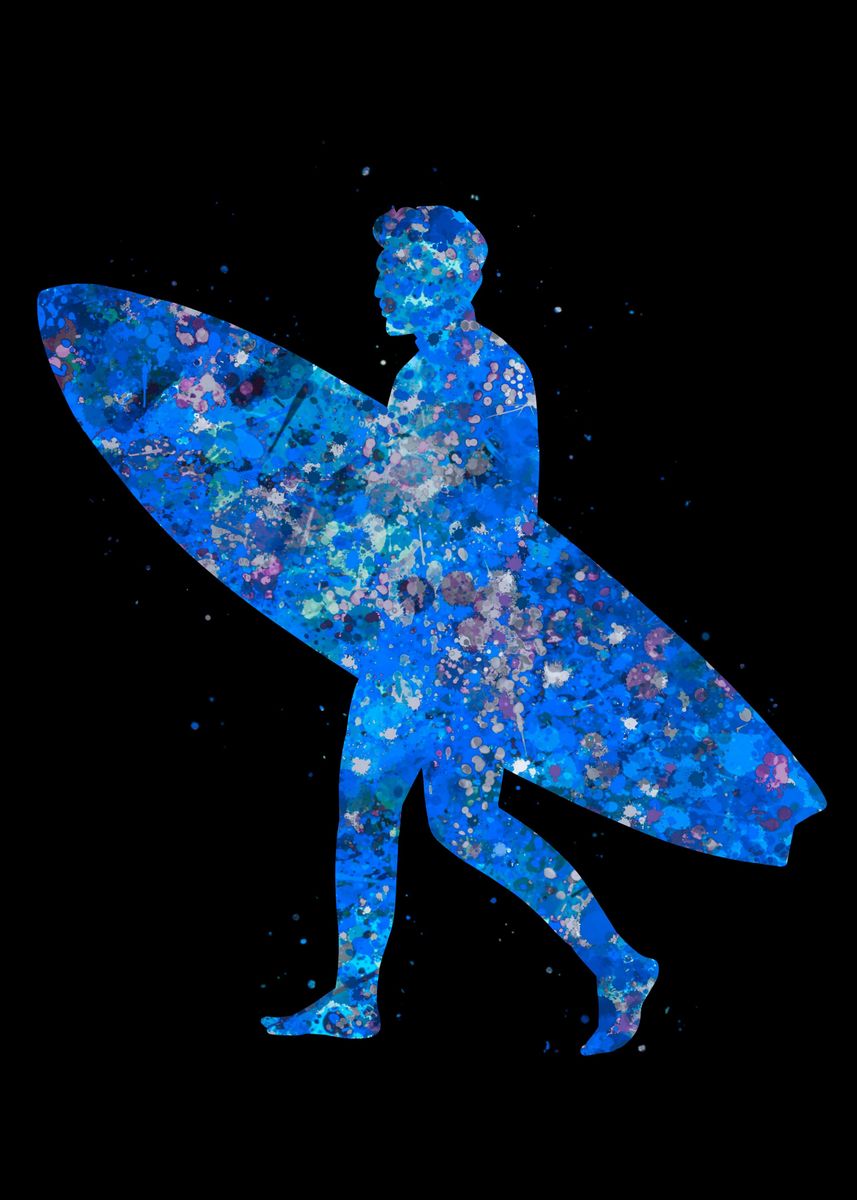 'Surf man' Poster, picture, metal print, paint by Yahya Art | Displate