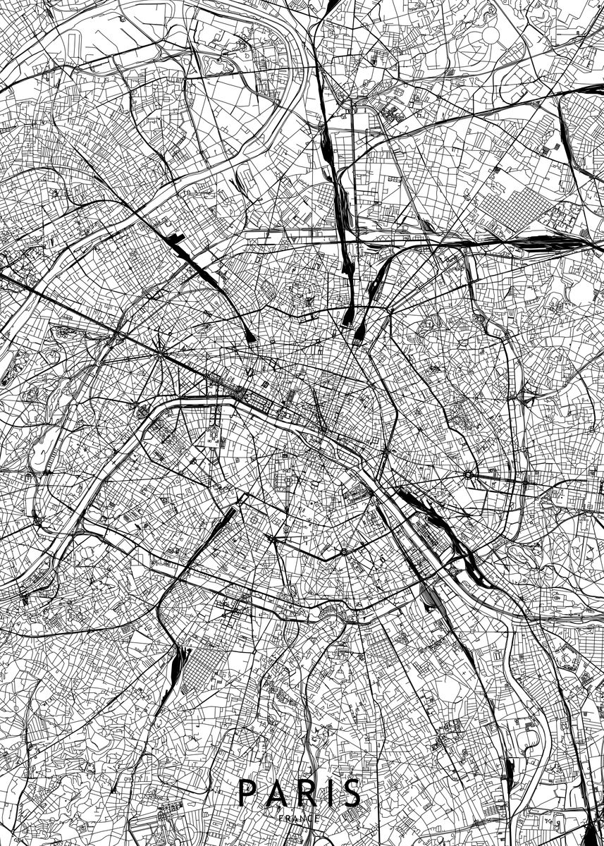 'Paris Map' Poster, picture, metal print, paint by Multiplicity Maps ...