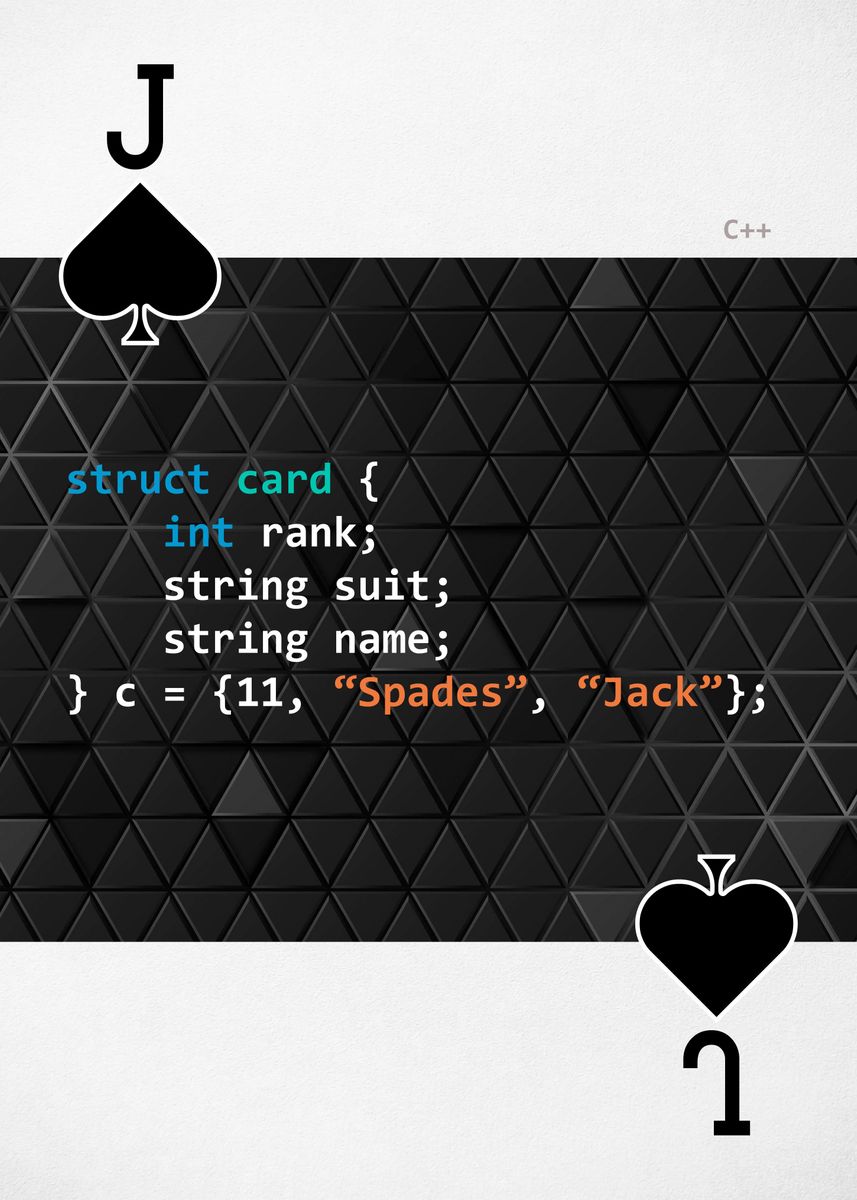 'Jack card in c++' Poster, picture, metal print, paint by Jet Rebirth ...