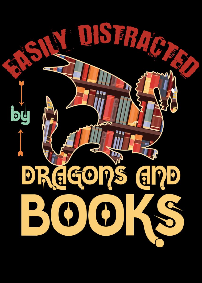 'Dragon And Books' Poster, picture, metal print, paint by MrColorUp ...