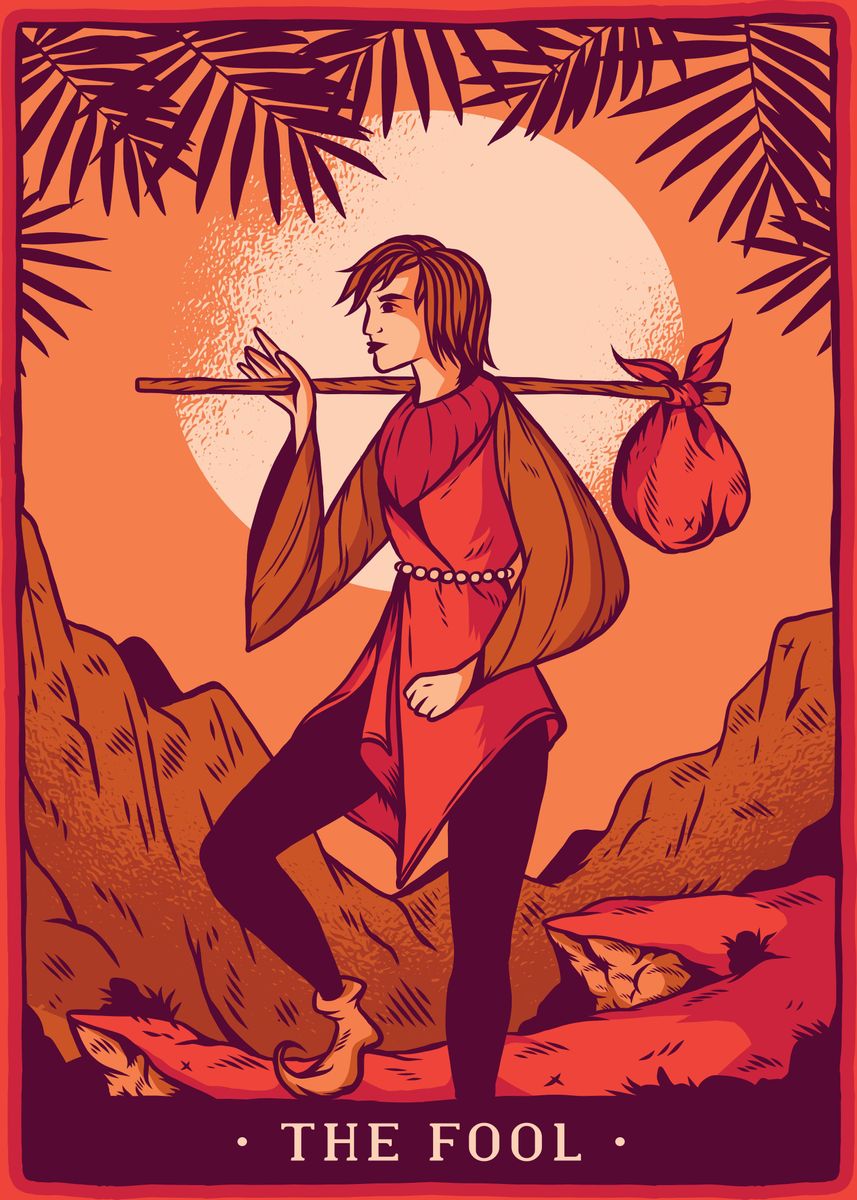 'TAROT THE FOOL RED ' Poster, picture, metal print, paint by ...