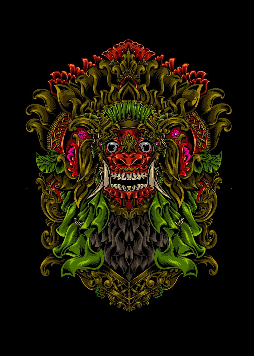 'balinese barong ' Poster, picture, metal print, paint by nanang ...