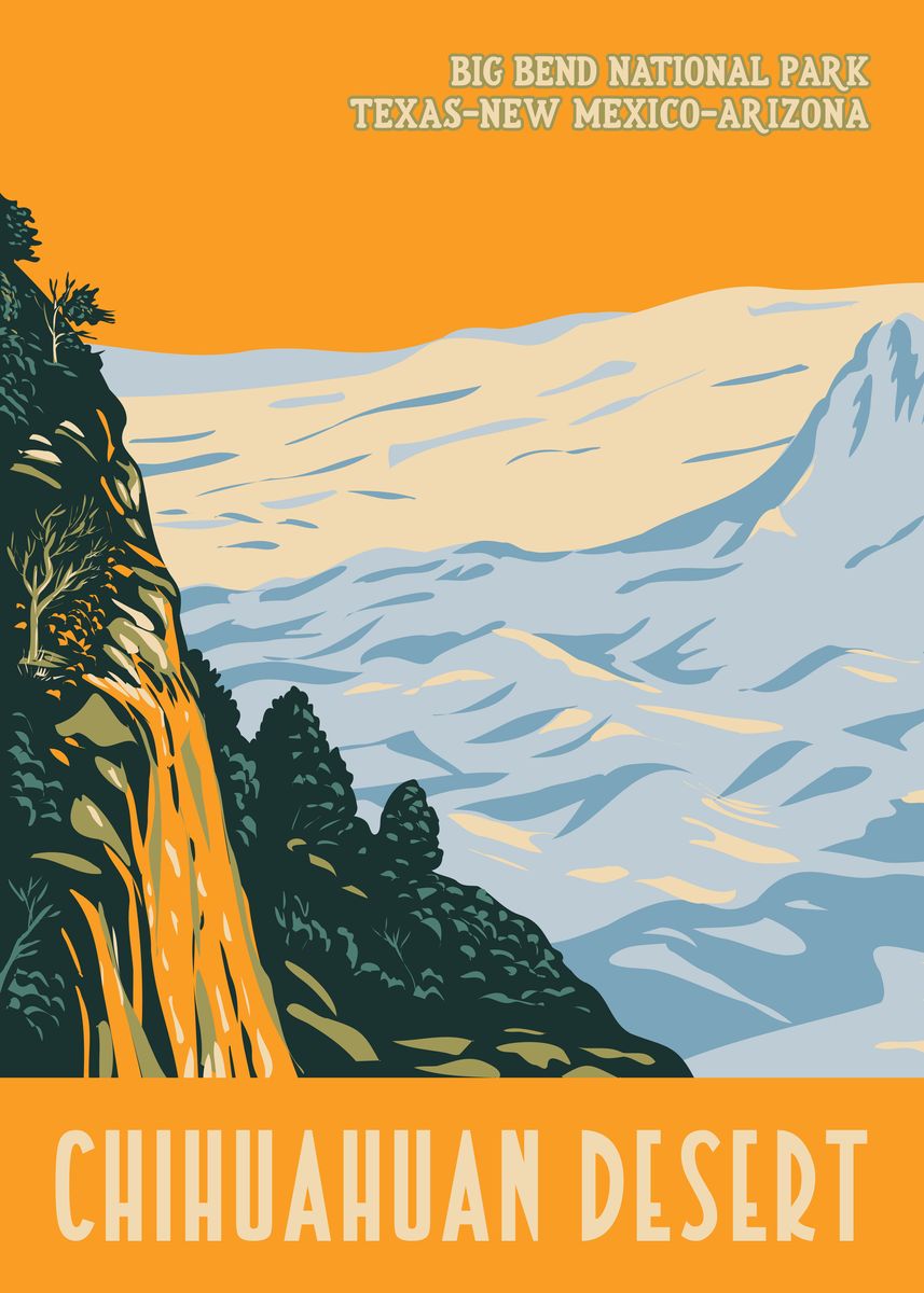 'Chihuahuan Desert WPA' Poster, picture, metal print, paint by John ...