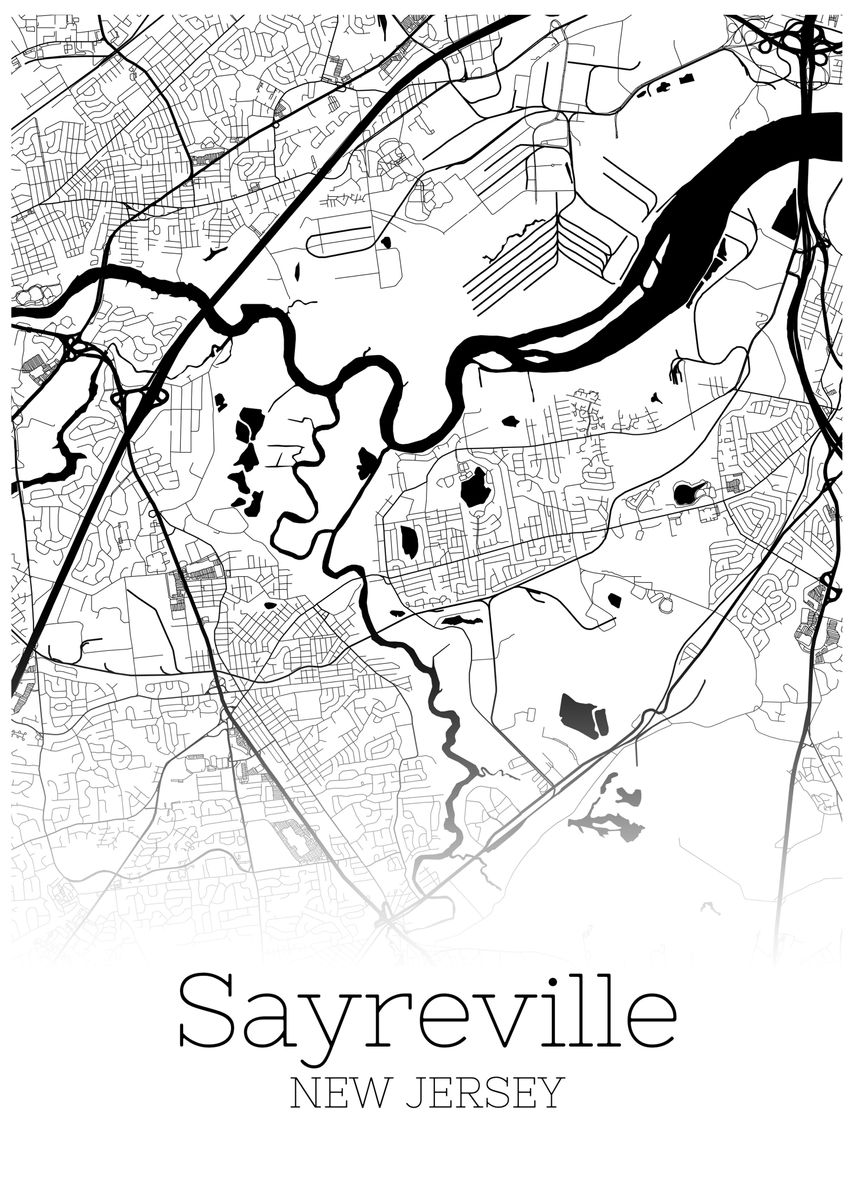 'Sayreville New Yresy map' Poster, picture, metal print, paint by ...