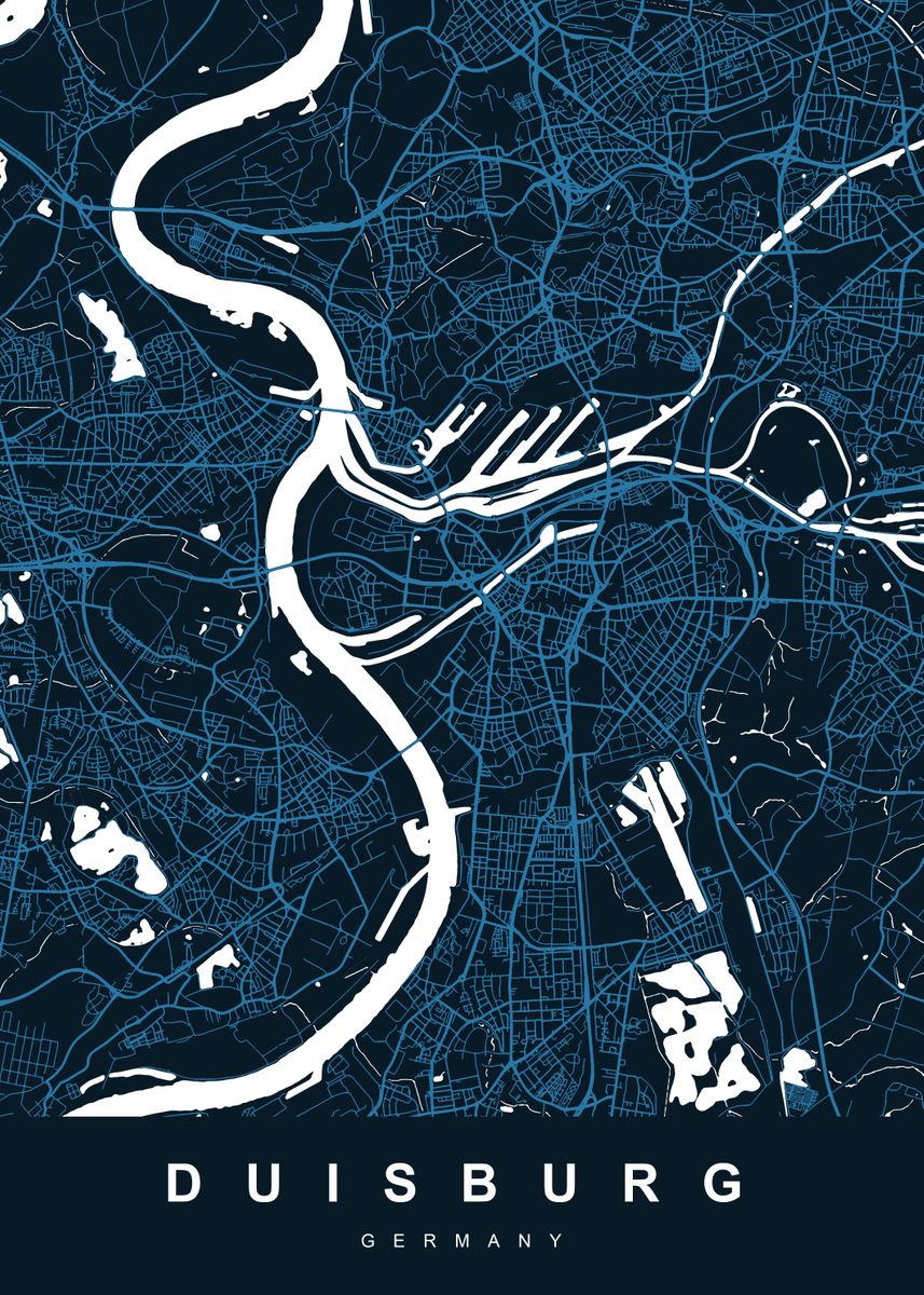 'DUISBURG City Map Germany' Poster, picture, metal print, paint by ...