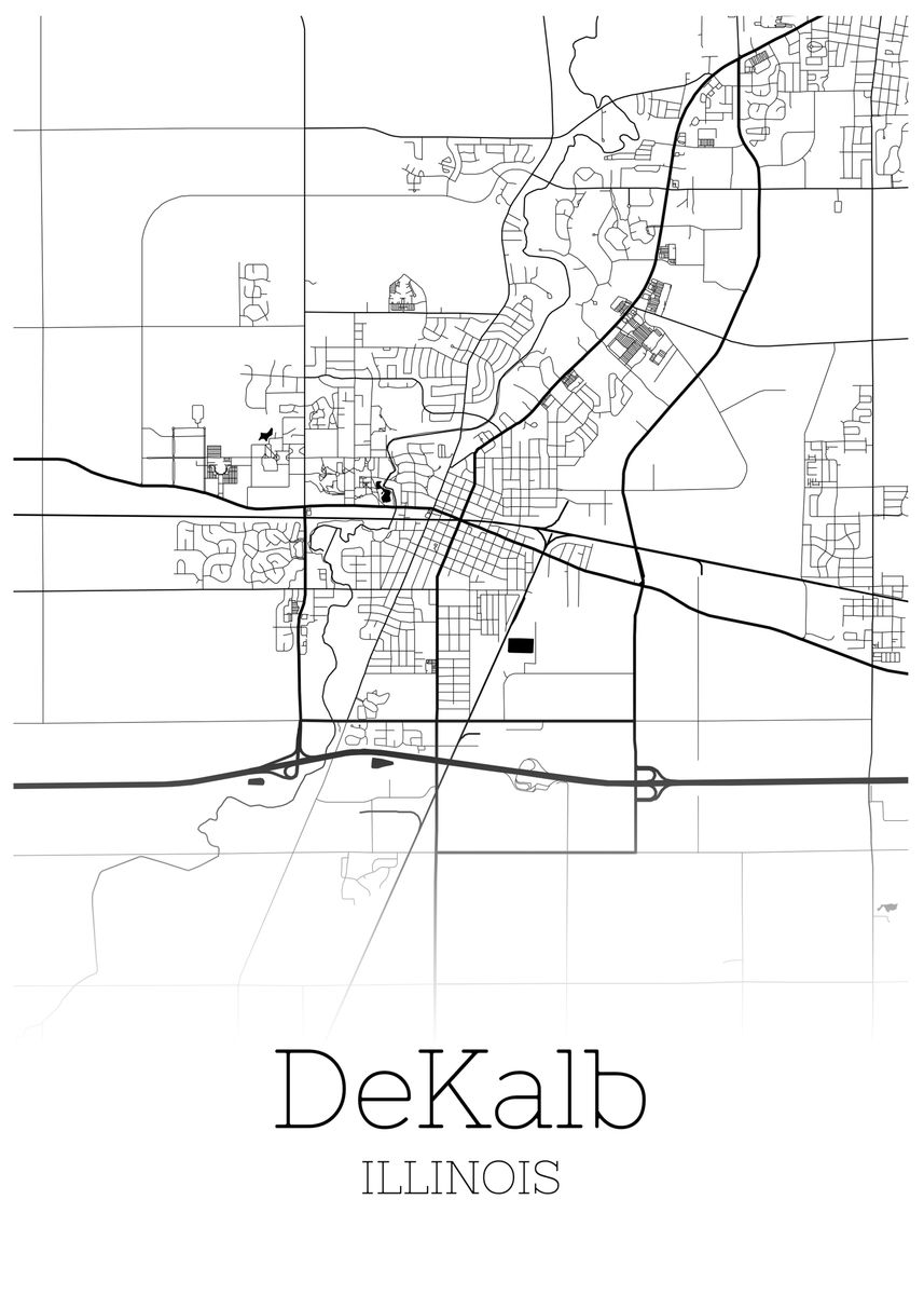'DeKalb Ilionois city map' Poster, picture, metal print, paint by ...