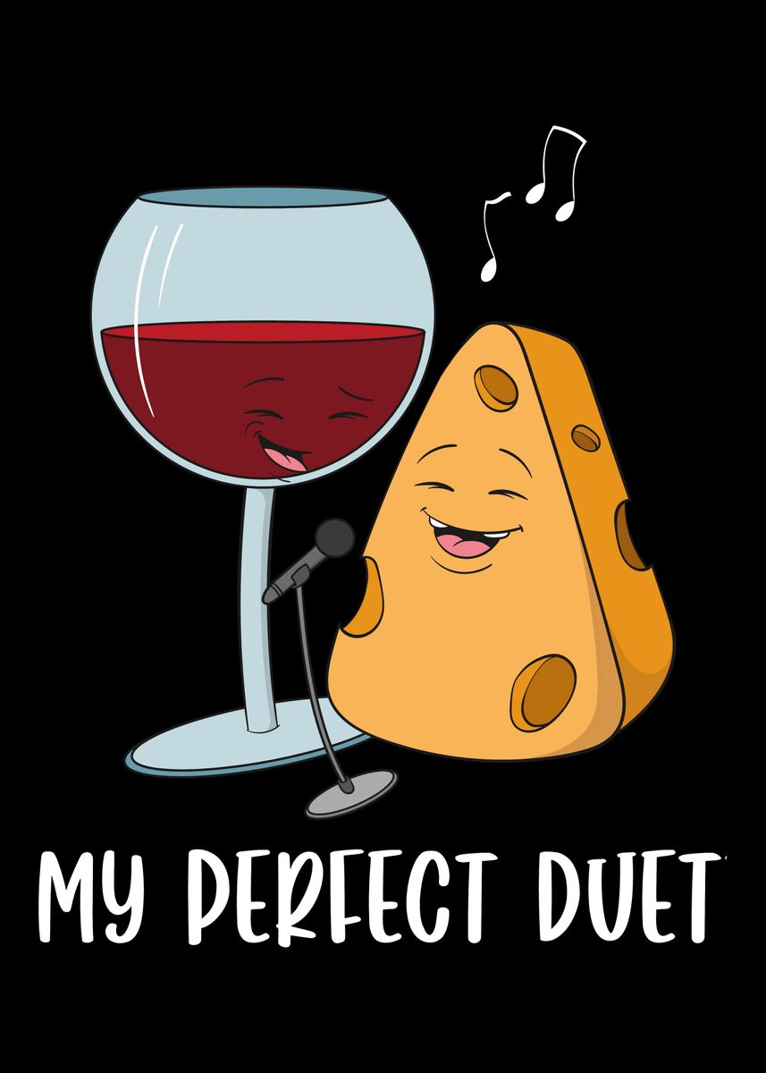 'Duet Wine and Cheese' Poster, picture, metal print, paint by Michael ...