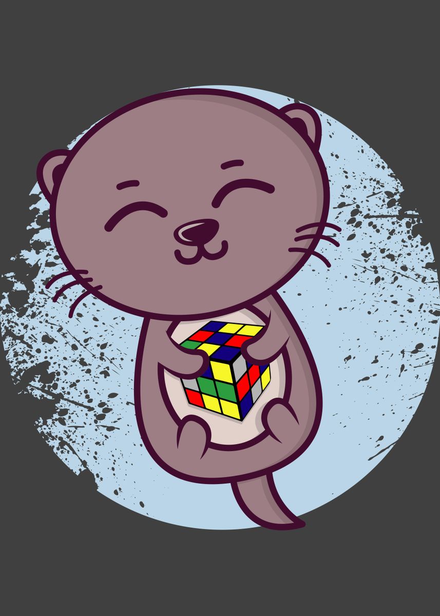 'OTTER MAGIC CUBE Otter' Poster, picture, metal print, paint by ...