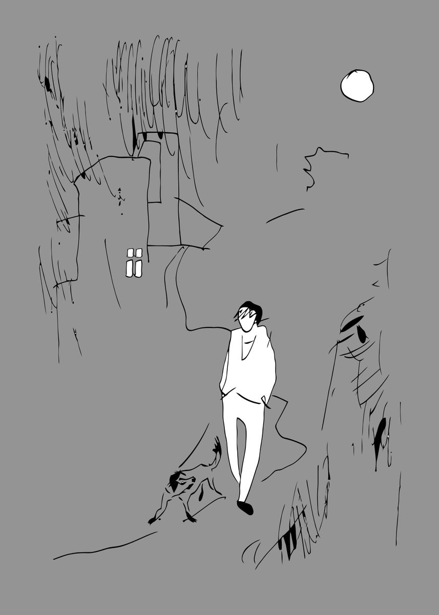 'Night Walk II' Poster, picture, metal print, paint by BlackLineWhite ...