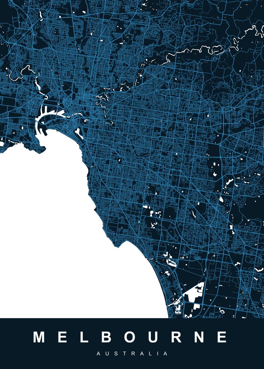 'MELBOURNE City Map' Poster, picture, metal print, paint by UrbanMaps ...