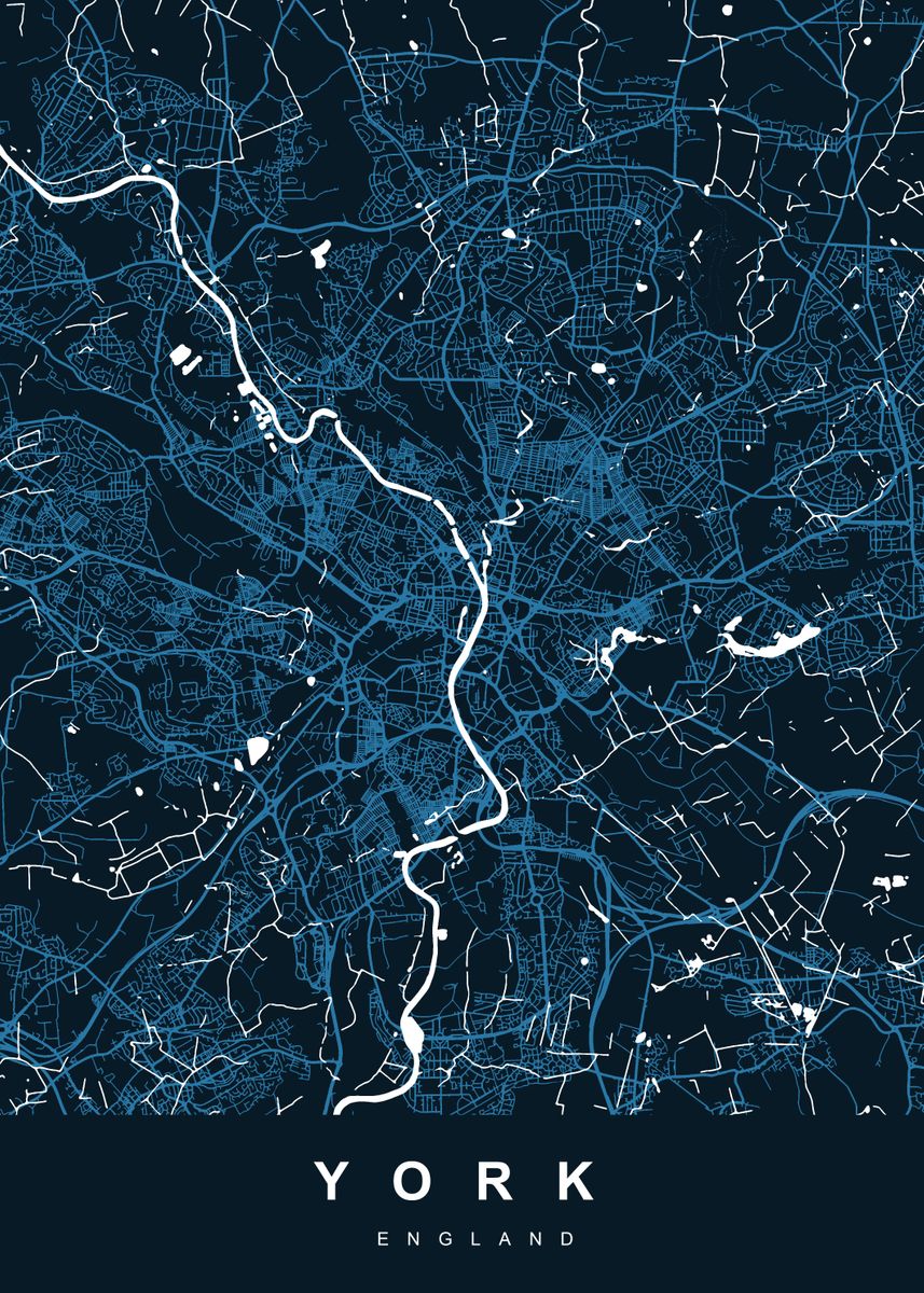'YORK City Map England UK' Poster, picture, metal print, paint by ...