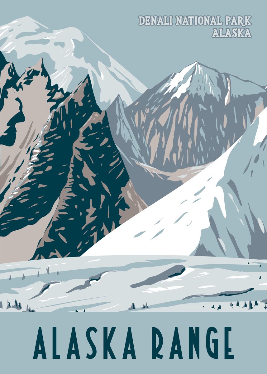 'Alaska Range WPA' Poster, picture, metal print, paint by John Lucke ...