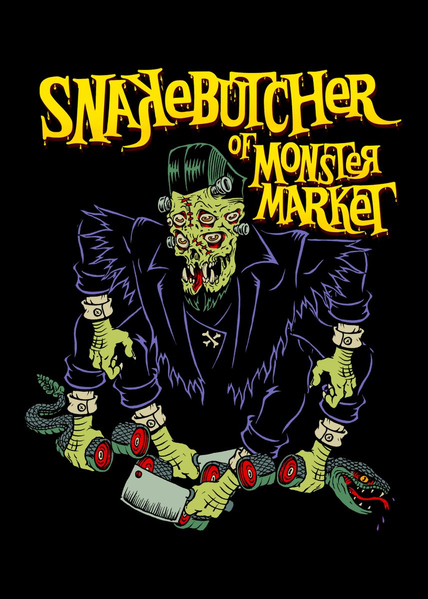 'Snake Butcher' Poster, picture, metal print, paint by Monsters and ...