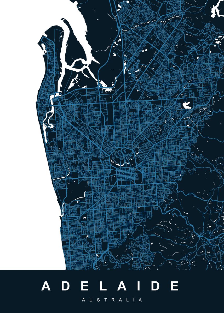 'ADELAIDE Art Map Australia' Poster by UrbanMaps | Displate