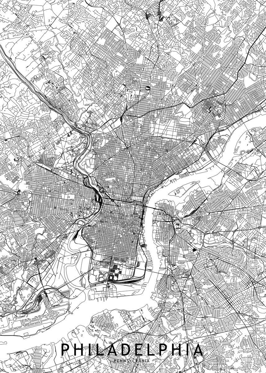 'Philadelphia Map' Poster by Multiplicity Maps | Displate