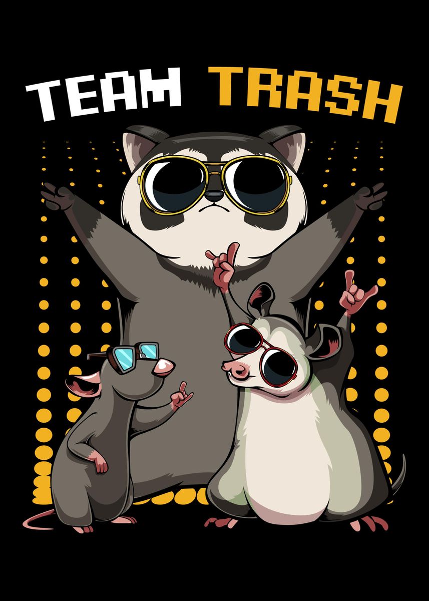 'Trash Opossum Raccoon Rat' Poster, picture, metal print, paint by ...
