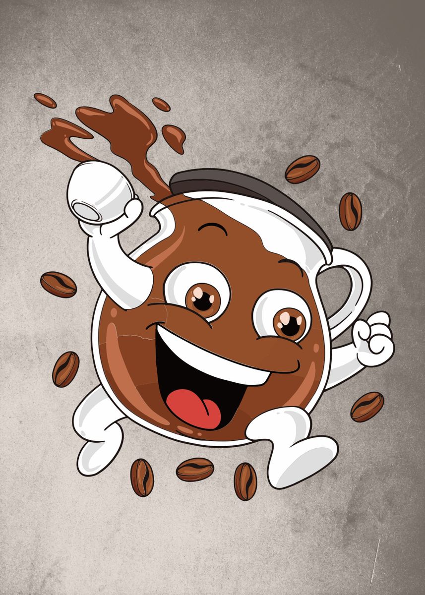 'Funny Pitcher of Coffee' Poster, picture, metal print, paint by ...