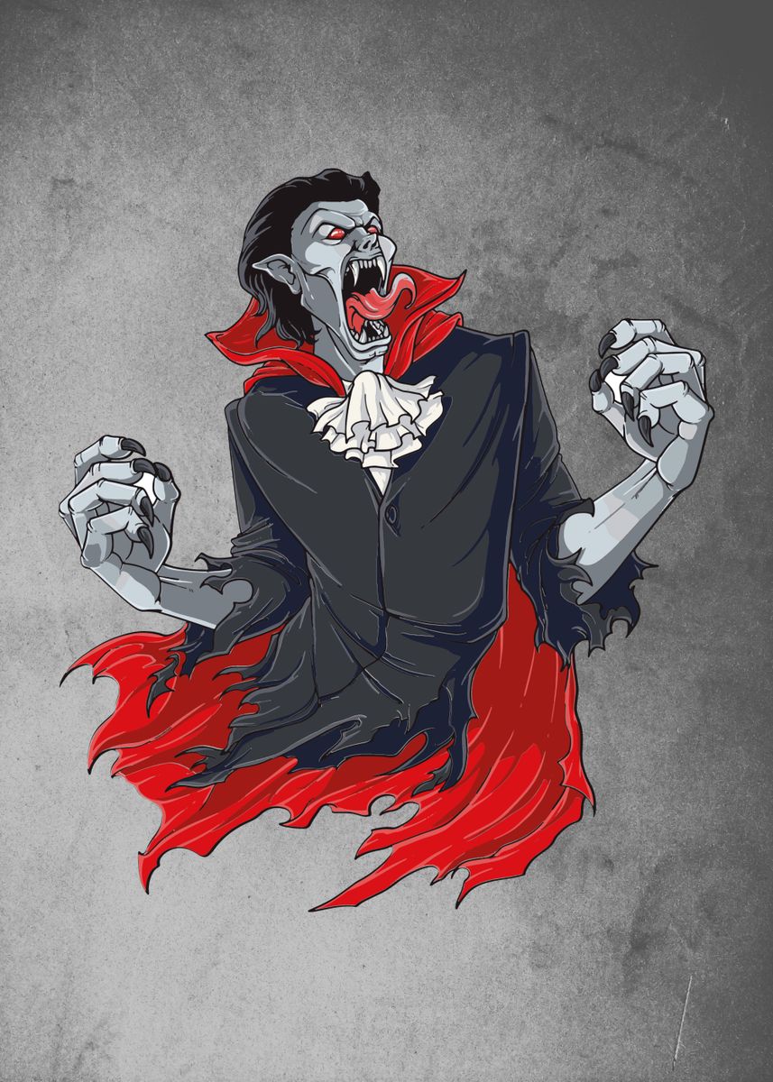 'Vampire showing fangs' Poster, picture, metal print, paint by ...