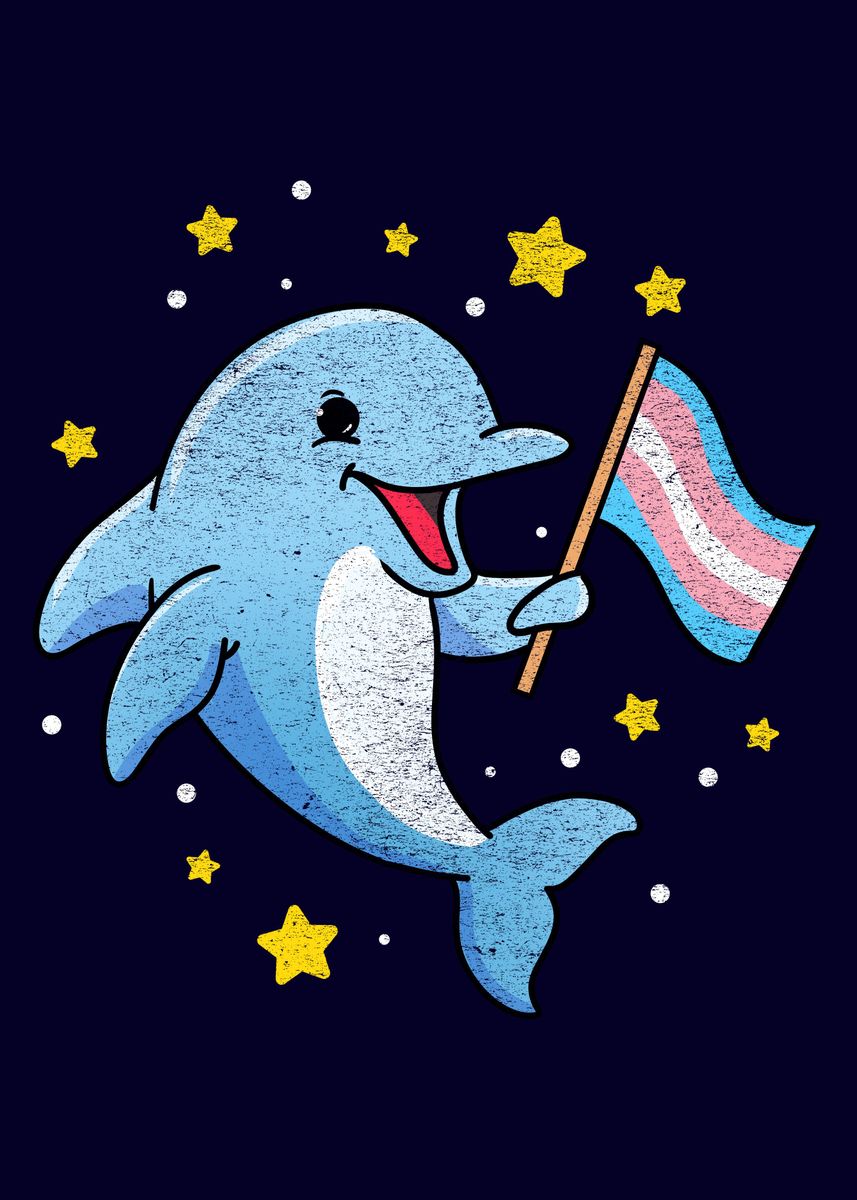 'Trans Pride Dolphin' Poster by queerappear | Displate