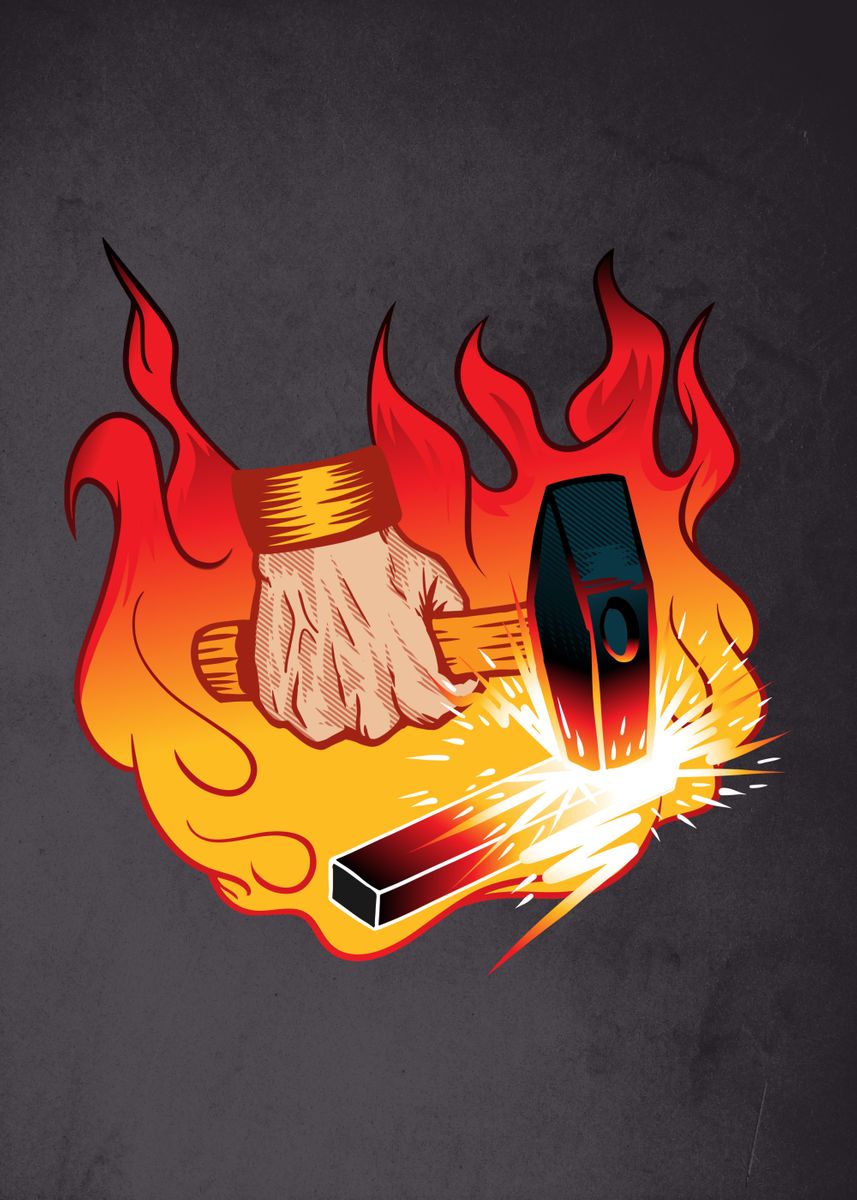 'Blacksmith forging metal' Poster, picture, metal print, paint by ...