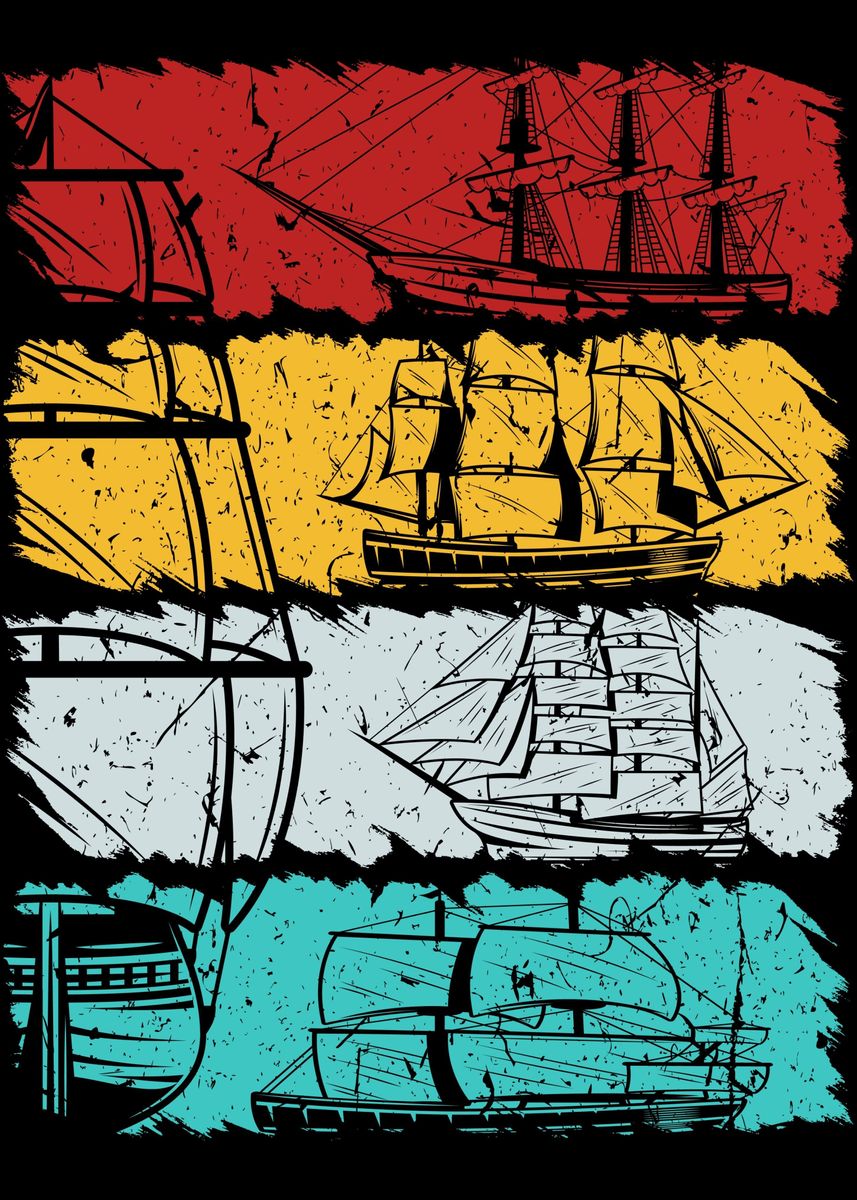 'Vintage Retro Segelboot' Poster, picture, metal print, paint by ...