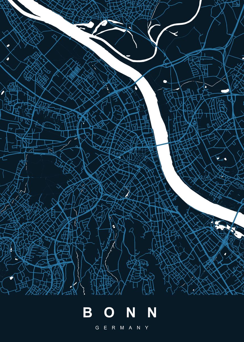 'BONN City Map Germany' Poster by UrbanMaps | Displate