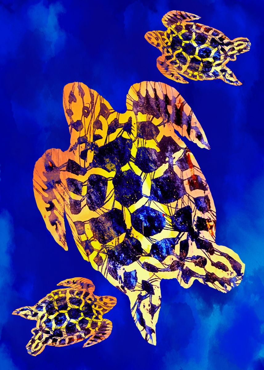 'Sea Turtles African Batik' Poster, picture, metal print, paint by ...