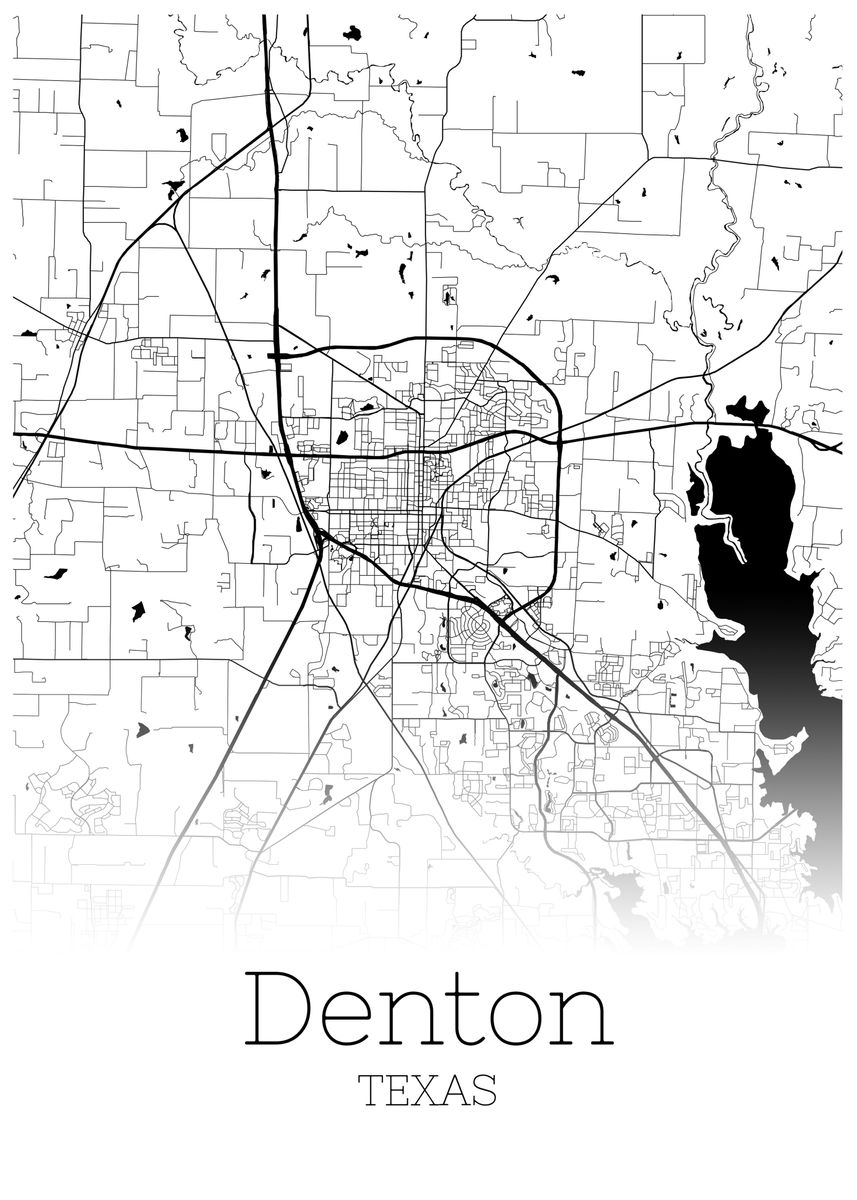 'Denton Texas city map' Poster, picture, metal print, paint by ...