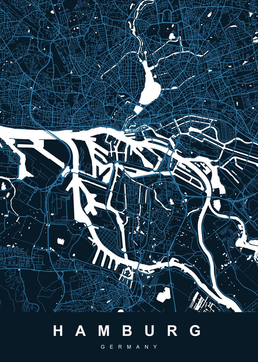 'HAMBURG City Map Germany' Poster by UrbanMaps | Displate