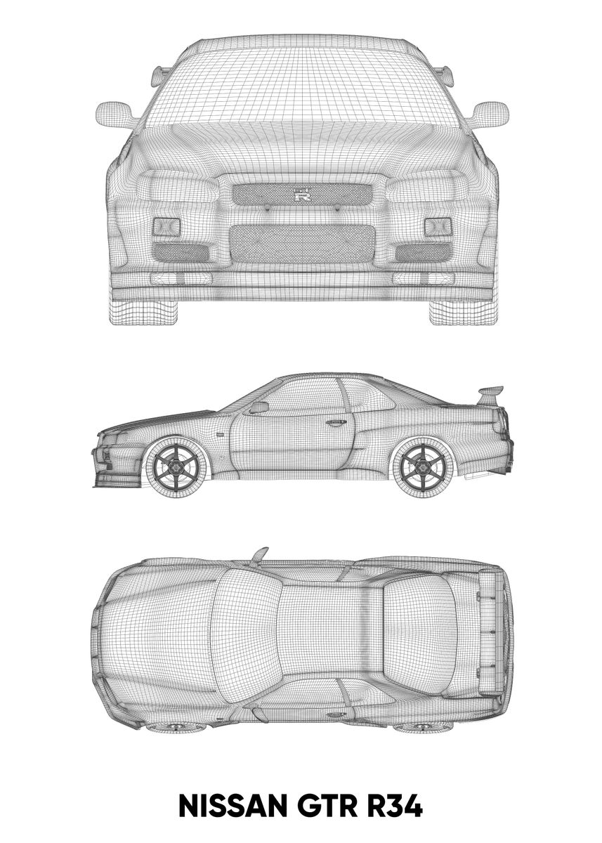 'nissan gtr r34' Poster, picture, metal print, paint by RonnieArts ...