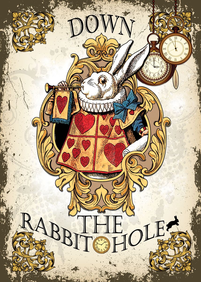 'Down the Rabbit Hole' Poster, picture, metal print, paint by Ludo Enko ...