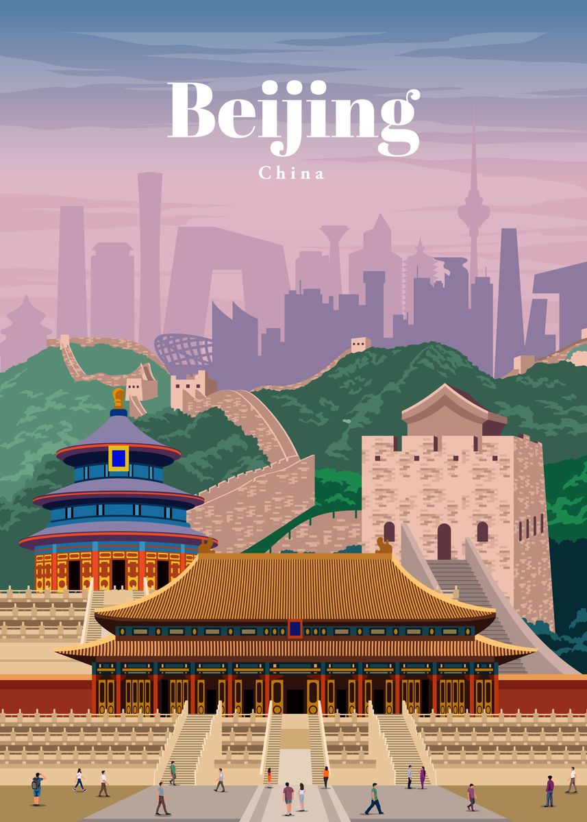'Travel to Beijing' Poster, picture, metal print, paint by Studio 324 ...