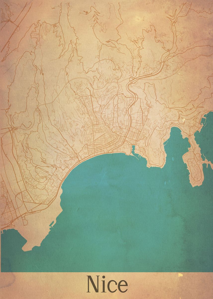 'Nice France City Map' Poster by Tim Hinz | Displate